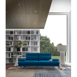 3-Sitzer Calia italia, B:208cm H:90cm T:113cm, blau, Mikrofaser mit Nubuk Optik (100% Polyester), Sofas, "Toby Wing, 208 cm breit, Designsofa,