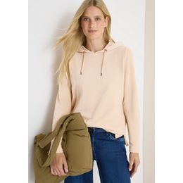 Cecil Damen Hoodieoat milk beige, Gr. XS, unifarben, Cord, Obermaterial: 77% Baumwolle, 18% Polyester, 5% Elasthan, Sweatshirts, aus softem Cord und