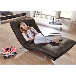 Relaxliege W.Schillig, B:95cm H:91cm T:170cm, braun, Stoff S37 (100% Polyester), Wohnzimmer, Sofas, "daily dreams", in Waffelkissen-Optik, wahlweise