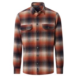 Casamoda Herren Langarmhemd "Casamoda Hemdjacke kariert"orange, Gr. L, kariert, 100% Baumwolle, Hemden