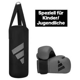 Boxsack Adidas PERFORMANCE "Youth Boxing Kit", schwarz (schwarz, grau), Boxs&auml;cke, B/H/L: 20cm x 53cm x 20cm, B:20cm H:53cm L:20cm &Oslash;:26cm