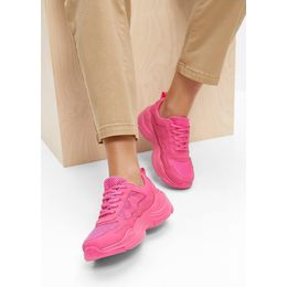 bonprix Chunky Sneaker mit Mesh-Einsatz, pink, Gr.42, Sportlicher Chunky Sneaker mit Materialmix, aus Vegan