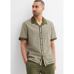 bonprix Kurzarmhemd aus Leinen-Mix in Regular Fit, beige, Gr.39/40 (M), Modisches bedrucktes Kurzarmhemd mit Leinen Anteil im Regular Fit, aus Leinen