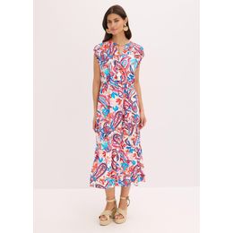 bonprix Hemdblusenkleid aus flie&szlig;ender Viscose, wei&szlig;, Gr.46, L&auml;ssiges weit fallendes Sommerkleid mit Bindeg&uuml;rtel