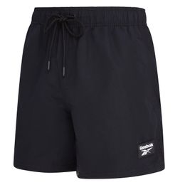Badeshorts Reebok "Ace", Herren, Gr. S, N-Gr, schwarz, Microfaser, Obermaterial: 100% Polyester, Badehosen Badeshorts, mit kleinen Seitenschlitzen, Eingriff-Taschen seitlich