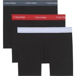 Boxer "BRIEF 3 PACK", Herren, Gr. M (50), 3 Stk., schwarz w, ink, adrenaline rush, Jersey, Obermaterial: 95% Baumwolle, 5% Elasthan, Calvin Klein Underwear, k&ouml;rpernah, Unterhosen Boxer, mit l&auml;ngerem Bein