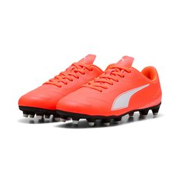 Fu&szlig;ballschuh Puma "VITORIA II FG/AG JR", Kinder, Gr. 35,5, wei&szlig; (glowing rot, Puma wei&szlig;), Synthetik, Schuhe Fu&szlig;ballschuh, f&uuml;r Rasenpl&auml;tze, mit Schn&uuml;rung, aus Synthetik