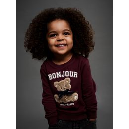 Sweatshirt name it "NMFREAR LS SWEAT BRU", M&auml;dchen, Gr. 104, burgundy, Sweatware, Obermaterial: 95% Baumwolle, 5% Elasthan, bedruckt, Rundhals, Sweatshirts Sweatshirt