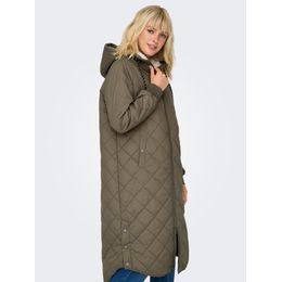 Steppmantel Only "ONLNEWSANDY QUILT COAT CC OTW", Damen, Gr. S, braun (walnut), Steppware, Obermaterial: 100% Nylon, unifarben, regular fit, Rippstrickb&uuml;ndchen, M&auml;ntel Steppmantel