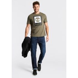 T-Shirt Timberland "STACK LOGO Colored Short Sleeve Tee", Herren, Gr. S, leaf gr&uuml;n, Jersey, Obermaterial: 100% Baumwolle, Rundhals, Shirts T-Shirt, UNISEX