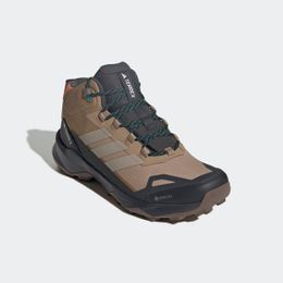 Wanderschuh adidas terrex "TERREX SKYCHASER AX5 MID GORE-TEX", Herren, Gr. 45, cardboard, blanch cargo, semi impact orange, Synthetik, Textil, Schuhe Wanderschuh, wasserdicht dank Gore-Tex Membrane