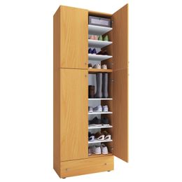 Schuhschrank Vcm "XXL Schuhschrank Kleiderschrank Schrank Lona 9f A", braun (buche), B:70cm T:39cm, Obermaterial: 100% Holz Wood., Schr&auml;nke, Schuhschrank