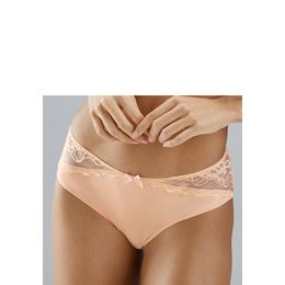 Tanga Lascana "Vittoria", Damen, Gr. 44/46, rot (lachs), Obermaterial: 84% Polyamid (TACTEL), 16% Elasthan (LYCRA), k&ouml;rpernah, Unterhosen Tanga, mit Spitzeneins&auml;tzen