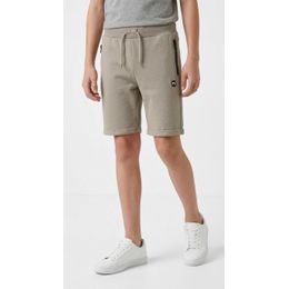 Sweatshorts name it "NKMVIMO SWE SHORTS BRU NOOS", Jungen, Gr. 110, N-Gr, beige (pure cashmer), Sweatware, Obermaterial: 60% Baumwolle, 40% Polyester, unifarben, regular fit kurz, Hosen Sweatshorts, Baumwollmischung, Umschlagsaum, Rei&szlig;verschlusstaschen