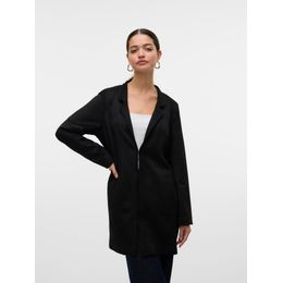 V&eacute;ro Moda Langjacke VERO MODA "VMJOSEFREJA FAUXSUEDE JACKET BOO", Damen, Gr. M, schwarz, Web, Obermaterial: 90% Polyester, 10% Elasthan, unifarben, regular fit knielang, tiefer V-Ausschnitt, Jacken Langjacke