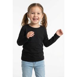 Langarmshirt KIDS Only "KOGNEW Only L/S TEE JRS NOOS", M&auml;dchen, Gr. 110/116, schwarz, Single Jersey, Obermaterial: 100% Baumwolle, unifarben, regular fit normal, Rundhals, abgesteppte Kante, Shirts Langarmshirt, in Basic-Form