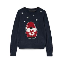 V&eacute;ro Moda Weihnachtspullover VERO MODA "VMCUTE LS O-NECK PULLOVER XMAS BOX", Damen, Gr. M, navy blazer detail:with chinese rot, birch, schwarz ( santa ), Strick, Obermaterial: 100% Polyacryl, gemustert, Rundhals, Pullover Weihnachtspullover