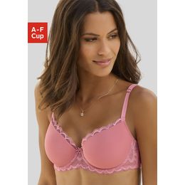 Schalen-BH Lascana "Evita", Damen, Gr. 75, Cup A, pink, Microtouch, Obermaterial: 90% Polyamid, 10% Elasthan, BHs Schalen-BH, mit feiner Spitzenborte, Dessous