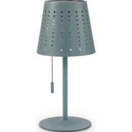 Paco Home Tischleuchte "LARA", blau, &Oslash; 14cm H: 30cm, Leuchten, Outdoor LED Akku Metall Aufladbar Zugschalter Kabellos, Tischleuchte