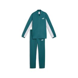 Trainingsanzug Puma "POLY BASEBALL SUIT B", Jungen, Gr. 140, emerald ice, Trikot, Obermaterial: 100% Polyester, regular fit, Sportanz&uuml;ge Trainingsanzug, mit Stehkragen, elastischer Bund mit Kordelzug