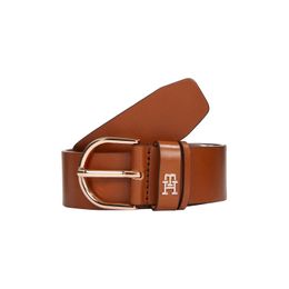 Lederg&uuml;rtel Tommy Hilfiger "ESSENTIAL EFFORTLESS 3.5 cm breit", Damen, Gr. 75, braun (cognac), Rindsleder, unifarben, G&uuml;rtel Lederg&uuml;rtel, Ovale Einfachdornschlie&szlig;e, Logoemblem