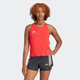 Lauftop adidas Performance "ADIZERO E TANK", Damen, Gr. L, rot (team power rot 2), Obermaterial: 100% Polyester, Rundhals, Tops Lauftop