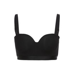Push-up-BH BOSS "PUSH-UP WIRELESS BEA", Damen, Gr. 70, Cup C, schwarz (schwarz 001), Jersey, Obermaterial: 53% Baumwolle, 35% Modal, 12% Elasthan, unifarben, k&ouml;rpernah, BHs Push-up-BH, mit dezente, Logo Detail