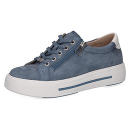 Plateausneaker Caprice, Damen, Gr. 37,5, blau (hellblau), Veloursleder, Schuhe Plateausneaker, Freitzeitschuh, Halbschuh, Schn&uuml;rschuh mit gepolstertem Schaftrand
