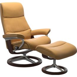 Relaxsessel stressless "View", gelb (honey paloma), B:78cm H:108cm T:78cm, Leder BATICK: BATICK ist ein leicht korrigiertes, durchgef&auml;rbtes und genarbtes M&ouml;belleder, bei dem die meisten Unebenheiten und Spuren in der Regel entfernt wurden.;Leder PALOMA: PALOMA ist ein durchgef&auml;rbtes Semianilin-M&ouml;belleder mit nat&uuml;rlicher Narbung.;ROHLEDER Stoff Q2 FARON: Ein fester zuverl&auml;ssiger Boucl&eacute; mit einem st