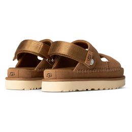 UGG Australia Plateausandale UGG "GOLDENSTAR GLIDE", Damen, Gr. 8 (39), braun (chestnut), Textil, Veloursleder, unifarben, Schuhe Plateausandale, Clog, Mule, Sommerschuh mit weichem Fu&szlig;bett