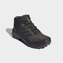 Wanderschuh adidas terrex "TERREX SKYCHASER AX5 MID GORE-TEX", Herren, Gr. 45, shadow olive, carbon, bronze strata, Synthetik, Textil, Schuhe Wanderschuh, wasserdicht dank Gore-Tex Membrane