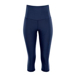 Leggings WINSHAPE "3/4 Functional Comfort HWL217C", Damen, Gr. XXL, Normalgr&ouml;&szlig;en, blau (dunkelblau), 85% Polyester, 15% Elasthan, Hosen Leggings, mit V-Shape Applikation und Core-Bund