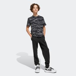 Sporthose adidas Sportswear "SEASONAL ESSENTIALS CAMO KIDS", Damen, Gr. 164, N-Gr, schwarz (schwarz, multicolor,), Obermaterial: 55% Baumwolle, 36% Polyester, 9% Viskose, Hosen Sporthose