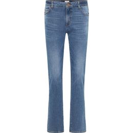 Straight-Jeans Mustang "Damen Style Crosby Relaxed Straight", Damen, Gr. 30, L&auml;nge 34, blau (782 mittelblau), Denim/Jeans, 99% Baumwolle, 1% Elasthan, unifarben, straight fit, Jeans Straight-Jeans
