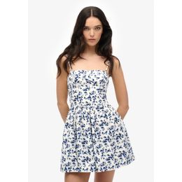Sommerkleid Superdry "CORSET CAMI MINI DRESS", Damen, Gr. XL, N-Gr, watercolour ditsy navy, Web, Obermaterial: 55% Baumwolle, 45% Lyocell, gebl&uuml;mt, slim fit normal, eckiger Ausschnitt, Kleider Sommerkleid