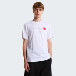 T-Shirt The North Face "M NEVER STOP EXPLORING REGULAR SHORT SLEEVE TEE-GRAPHIC", Herren, Gr. S, tnf wei&szlig;, Obermaterial: 60% Baumwolle, 40% Polyester, Shirts T-Shirt, normale Passform, kurze &Auml;rmel, f&uuml;r Sport und Freizeit