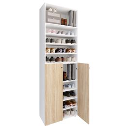 Schuhschrank Vcm "XL Holz Gro&szlig;er Schuhschrank Schuhkommode Lona 10", braun (wei&szlig;, sonoma, eiche), B:70cm T:40cm, Obermaterial: 100% Holz Wood., Schr&auml;nke, Schuhschrank