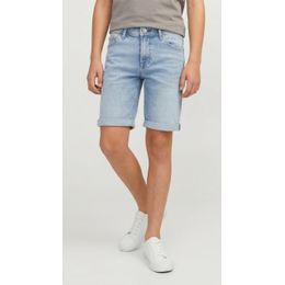 Jack & Jones Shorts JACK & JONES JUNIOR "JJIRICK bequem mit mittlerer Taille f&uuml;r Jungen", Jungen, Gr. 128, N-Gr, blau (light blau denim pack:am 361), Web, Obermaterial: 98% Baumwolle, 2% Elasthan, Abriebeffekte, unifarben, regular fit knielang, Hosen Shorts, unifarben, modisch, regular fit, Web
