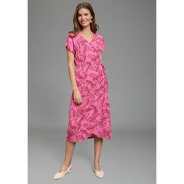 Sommerkleid Laura Scott, Damen, Gr. 42, N-Gr, pink, gemustert, Jersey, Obermaterial: 95% Viskose, 5% Elasthan, Paisley, figurumspielend wadenlang, V-Ausschnitt, angeschnitten, Kleider Sommerkleid, mit Paisley-Optik, aus Viskose und Elasthan