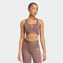 Sport-BH adidas Performance "POWERREACT TRAINING MEDIUM-SUPPORT HYPERGLAM BH", Damen, Gr. XL, Cup A/B, wei&szlig; (earth strata, wei&szlig;), Obermaterial: 89% Polyester, 11% Elasthan, BHs Sport-BH