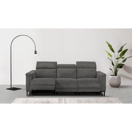 3-Sitzer OTTO HOME "LUND Cord, B. 222cm, manuelle/elektrische Relaxfunktion in 2 Sitzen", grau (anthrazit), B:222cm H:97cm T:100cm, 100% Polyester, Sofas, 3-Sitzer, USB-C bei elektrischer Ausf&uuml;hrung, Kopfteilverstellung