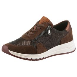 Waldl&auml;ufer Plateausneaker WALDL&Auml;UFER "H-APRIL-Soft", Damen, Gr. 8 (42), braun, Nubukleder, Textil, Veloursleder, Glitzer, Schuhe Plateausneaker, Bequemschuh, Schn&uuml;rschuh, Halbschuh mit seitlichem Rei&szlig;verschluss