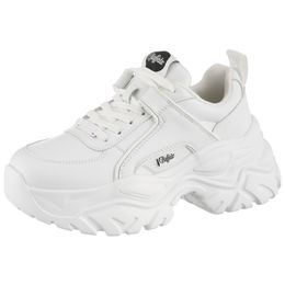 Plateausneaker Buffalo "Galactica", Damen, Gr. 39, wei&szlig;, Lederimitat, unifarben, Schuhe Plateausneaker, Schn&uuml;rschuh, Halbschuh, Sneaker mit chunky-Laufsohle