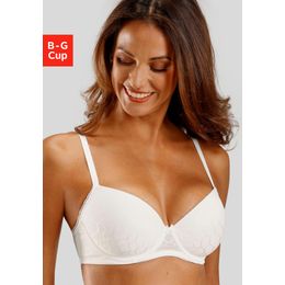 Schalen-BH Lascana "Chiara", Damen, Gr. 75, Cup G, beige (cream), Spitze, Obermaterial: 85% Polyamid (TACTEL), 15% Elasthan (LYCRA), BHs Schalen-BH, mit graphischem Netz-Muster, Dessous