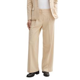 Stoffhose Tom Tailor "LEA", Damen, Gr. 42, L&auml;nge 32, beige (summer beige), Obermaterial: 60% Viskose, 34% Polyamid, 6% Elasthan. Futter: 100% Polyester, unifarben, weit kn&ouml;chellang, Hosen Stoffhose, Sommerhose mit Taschen