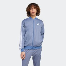 Trainingsjacke adidas Sportswear "TRICOT REGULAR-FIT M&Eacute;LANGE", Herren, Gr. L, blau (dunkelblau melange), Obermaterial: 100% Polyester, Jacken Trainingsjacke