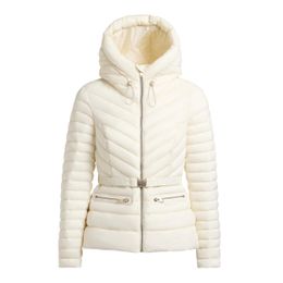 Outdoorjacke Khujo "Outdoorjacke Lorella", Damen, Gr. XL, wei&szlig; (sanftes wei&szlig;), Obermaterial: 100% Nylon NY. Obermaterial: Futter: 100% Nylon NY. 100% Polyester PES., figurbetont, hoch geschlossener Ausschnitt, &Auml;rmel ohne &Auml;rmelschlitz abgesteppte Kante, Jacken Outdoorjacke, &Uuml;bergangsjacke mit Kapuze und Tailleng&uuml;rtel