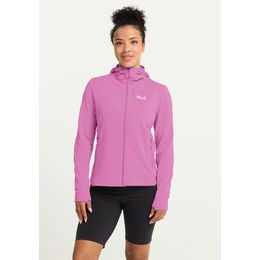 Fleecejacke Jack Wolfskin "LITESTRIDE HOODED FZ W", Damen, Gr. XL (46), foxglove, Fleece, Obermaterial: 91% Polyester, 9% Elasthan. Futter: 100% Polyester, unifarben, Basic h&uuml;ftbedeckend, angesetztes B&uuml;ndchen mit Daumenl&ouml;chern, Jacken Fleecejacke, atmungsaktiv, leicht, &Uuml;bergangsjacke