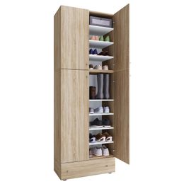 Schuhschrank Vcm "XXL Schuhschrank Kleiderschrank Schrank Lona 9f A", braun (sonoma, eiche), B:70cm T:39cm, Obermaterial: 100% Holz Wood., Schr&auml;nke, Schuhschrank