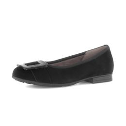 Ballerina Gabor "FLORENZ", Damen, Gr. 40, schwarz, Ziegenveloursleder, unifarben, Schuhe Ballerina, Businessschuh, Halbschuh, Schlupfschuh in Bequemweite G (= weit)